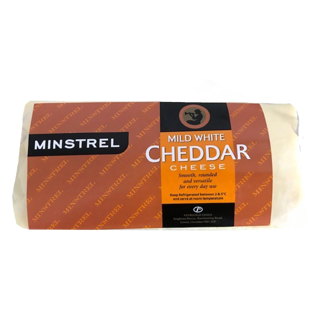 Minstrel Mild White Cheddar 16×1.25kg – Fayrefield Foodservice